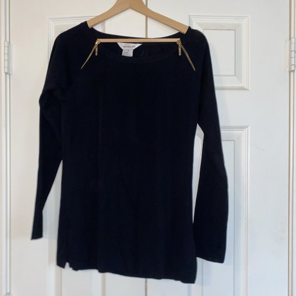 Misook | Tops | Exclusively Misook Solid Black Double Side Slits ...